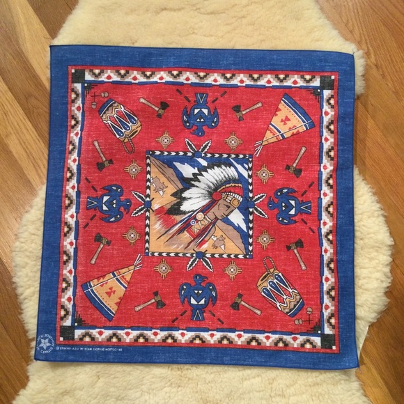 Accessories | Vintage Native American Red And Blue Bandana | Poshmark
